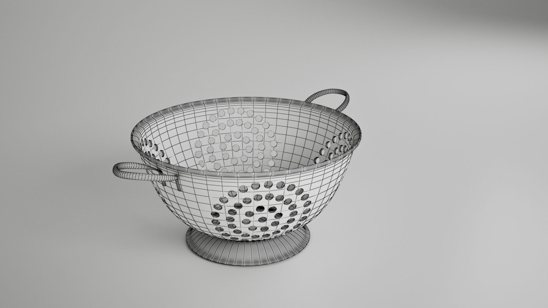 Round Stainless Steel Colander 3D Model